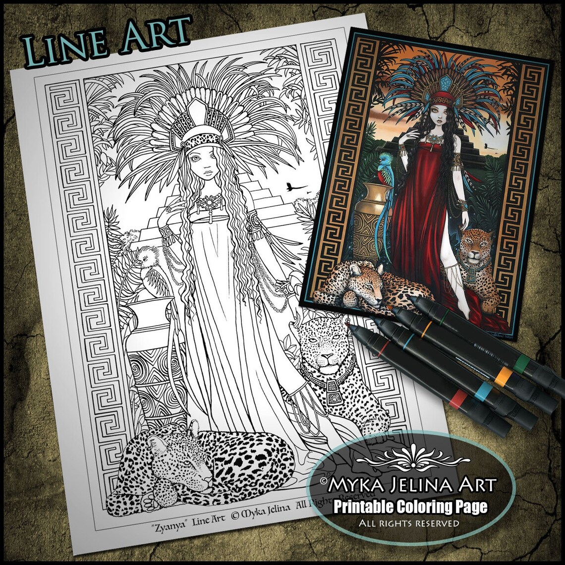 Zyanya Line Art Full Image Digital Download Coloring | Etsy