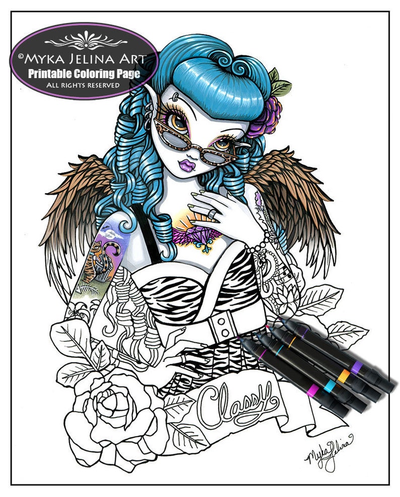 Digital Download Line Art Coloring Page Rock-A-Billy | Etsy