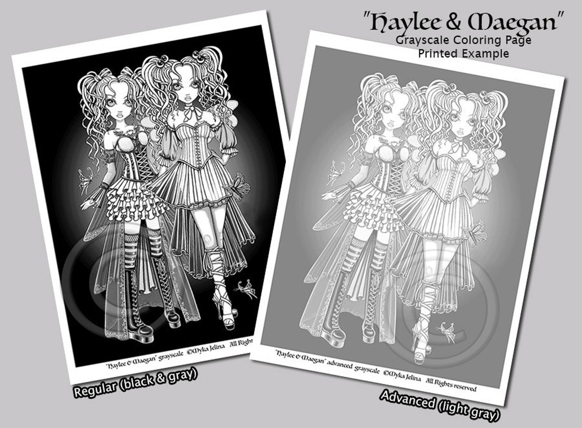 Haylee & Maegan Grayscale Digital Download Coloring Page | Etsy