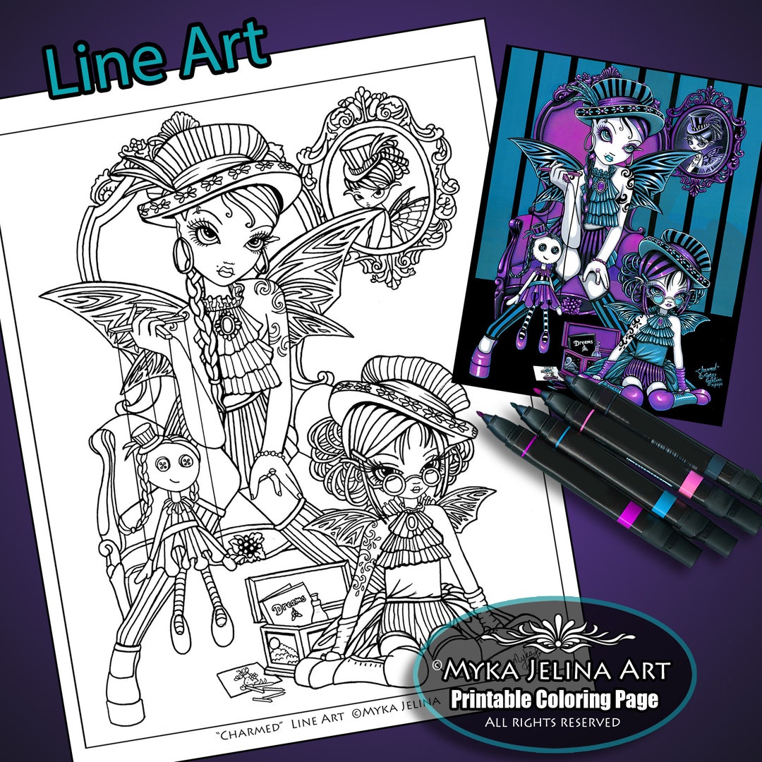 Charmed Line Art Digital Download Coloring Page Myka Jelina Art Gothic ...