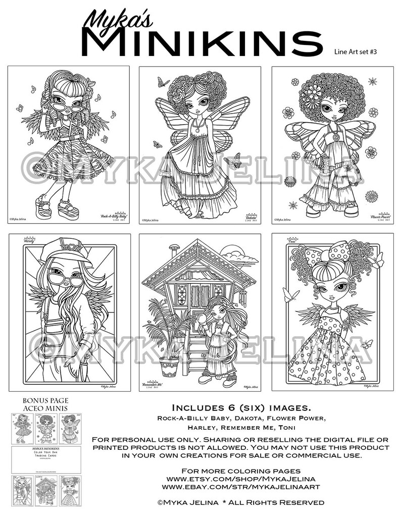 Fairy Coloring Book: Myka Minikins Line Art (digital Download) - Etsy