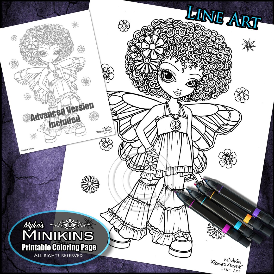 Set 3 Myka Minikins Line Art Instant Download Coloring | Etsy
