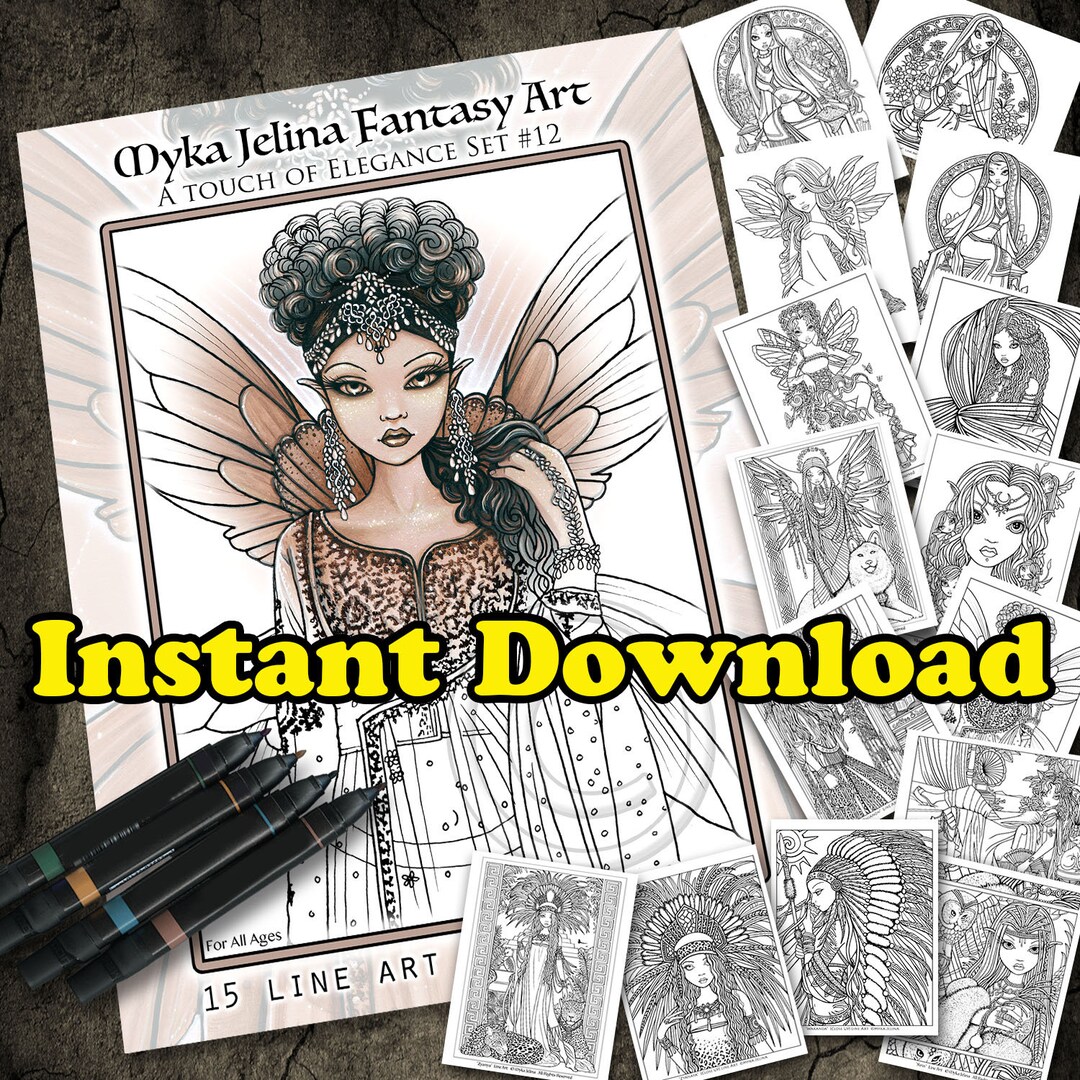 Fairy Line Art Coloring Pages: Myka Jelina Elegant Fae Princess ...