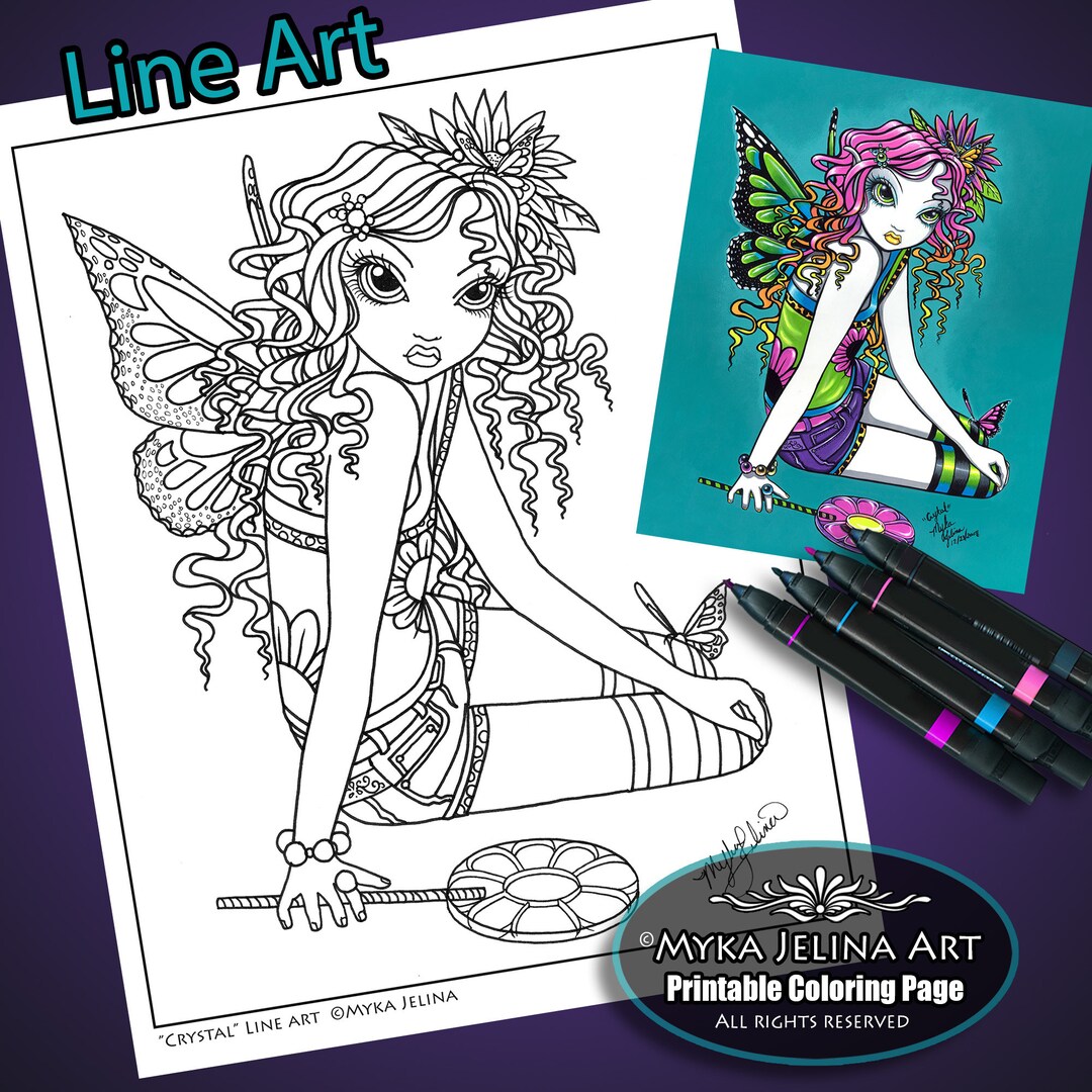 Candy Fairy Coloring Page: Flower Child Line Art (digital Download) - Etsy