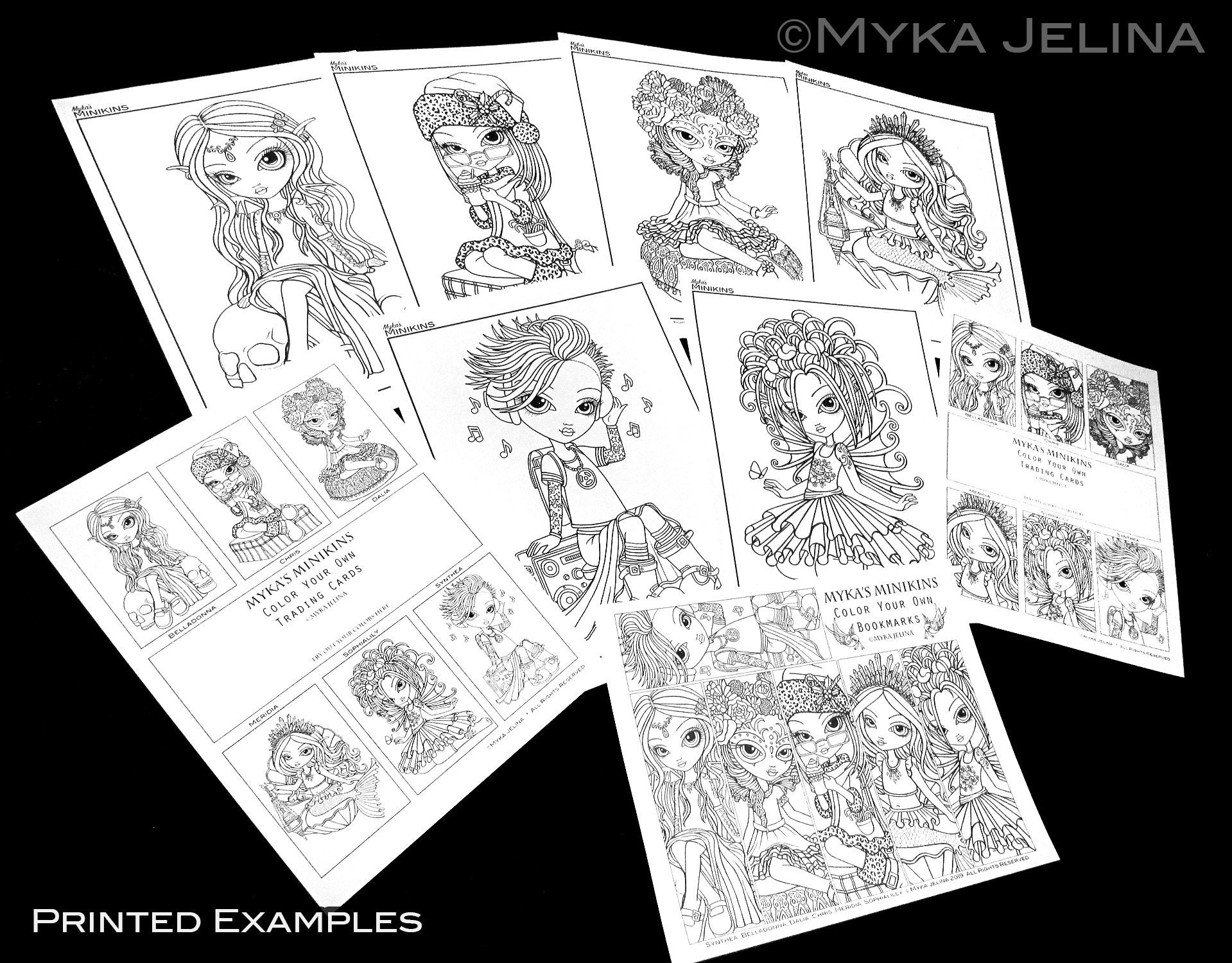 Set 2 Myka Minikins Line Art Instant Download Coloring | Etsy