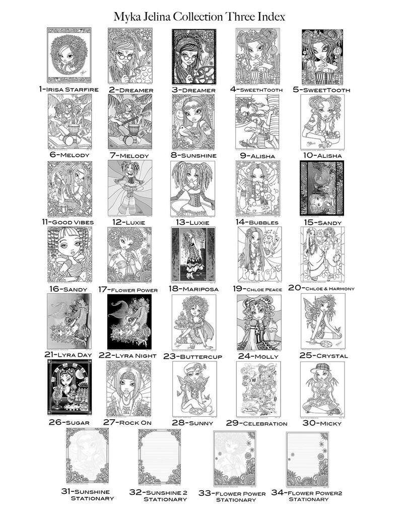 Rainbow Hippie Fairy Line Art & Grayscale Bound Coloring Book Artist ...