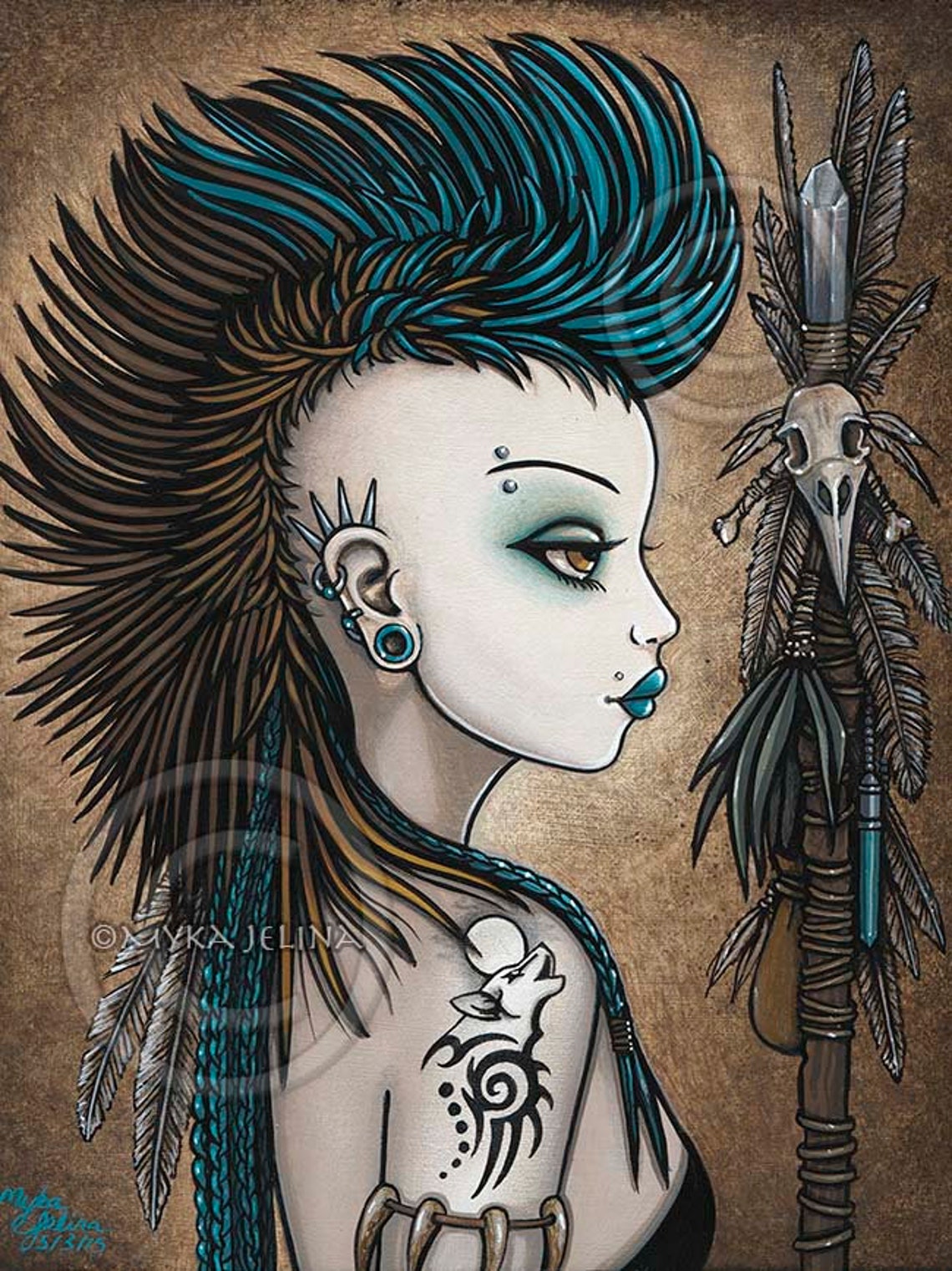 Tala Signed Prints Tribal Warrior Mohawk Wolf Tattoo Shapeshifter - Etsy