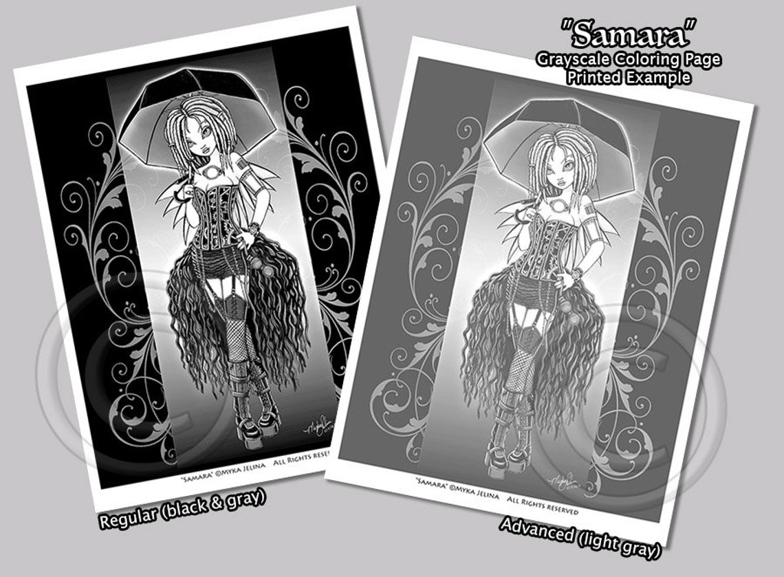 Samara - Grayscale - Digital Download - Coloring Page - Cyberpunk ...