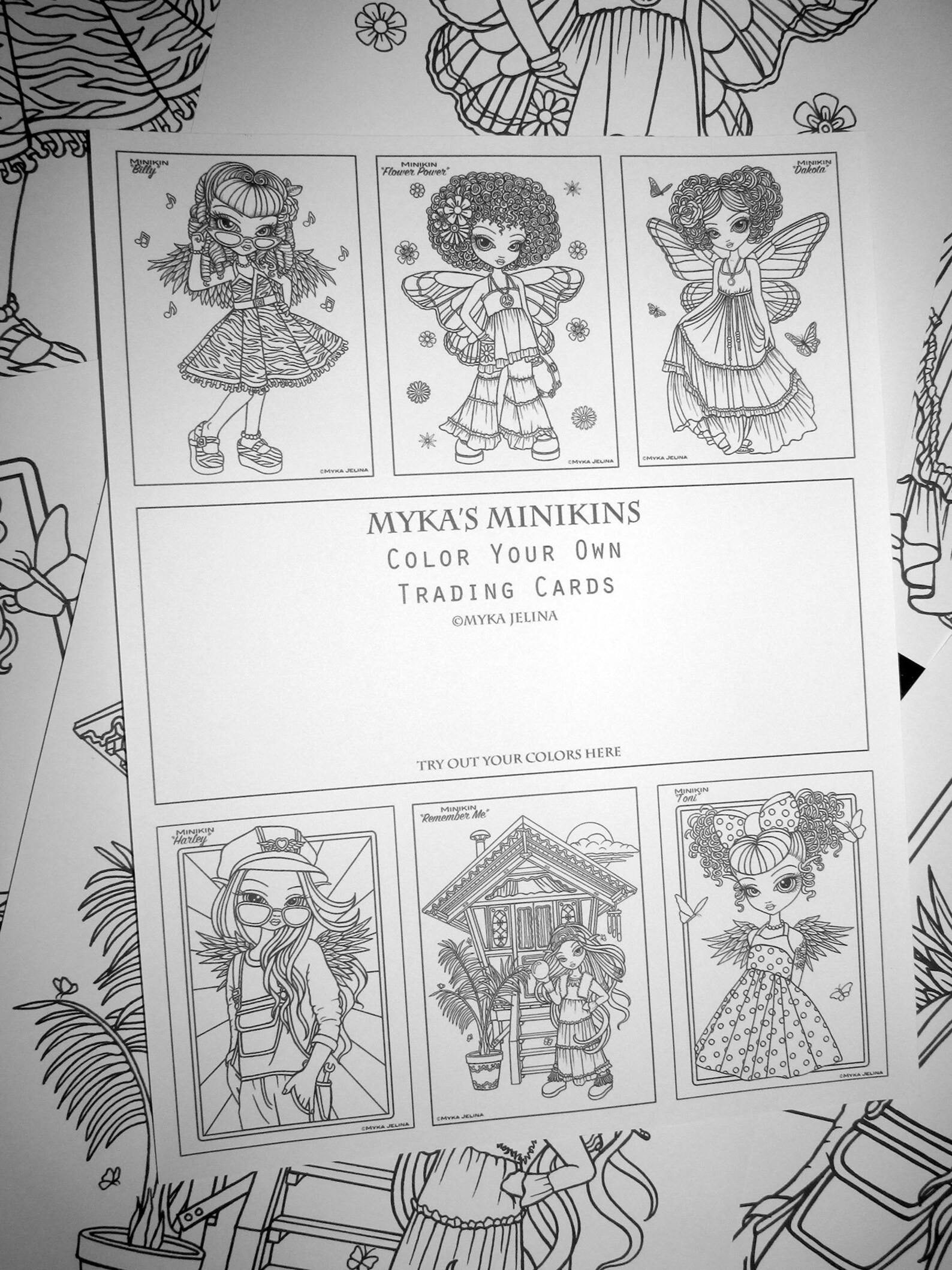 Set 3 Myka Minikins Line Art Instant Download Coloring - Etsy