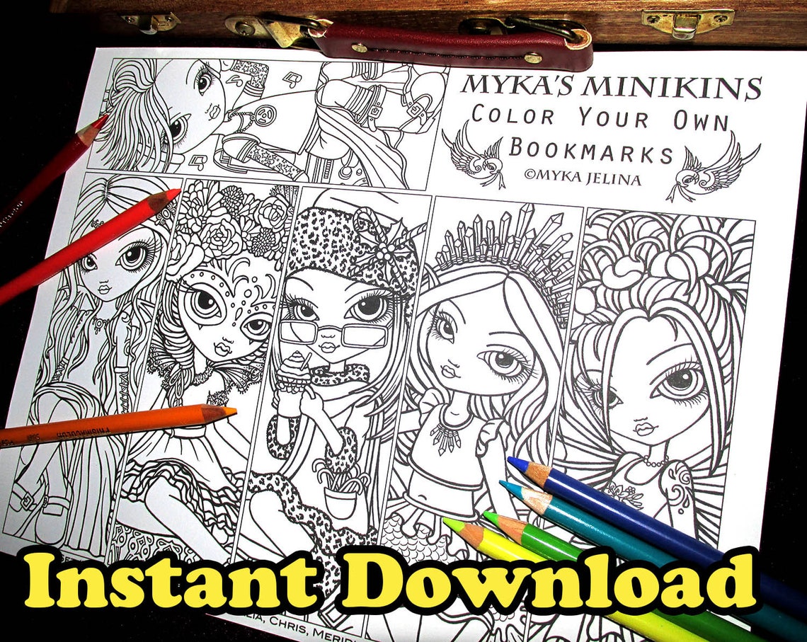 Mykas Minikins Bookmark Set 2 Coloring Page Instant Download | Etsy