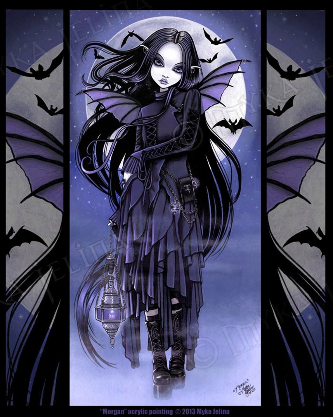 Morgan Signed Prints Gothic Vampire Bat Purple Moon Fairy - Etsy