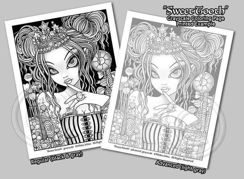 Candy Fairy Coloring Page: Grayscale Fantasy Art (digital Download) - Etsy