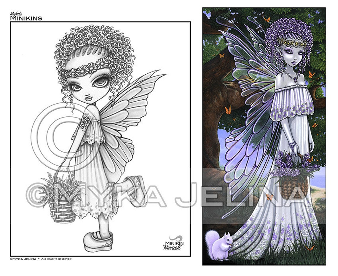 Set 1 Mykas Minikins Grayscale Premium Loose Leaf Coloring | Etsy