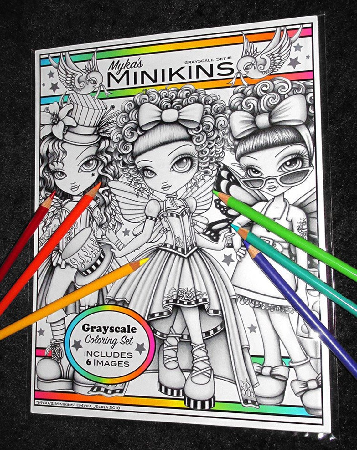 Set 1 Mykas Minikins Grayscale Premium Loose Leaf Coloring | Etsy