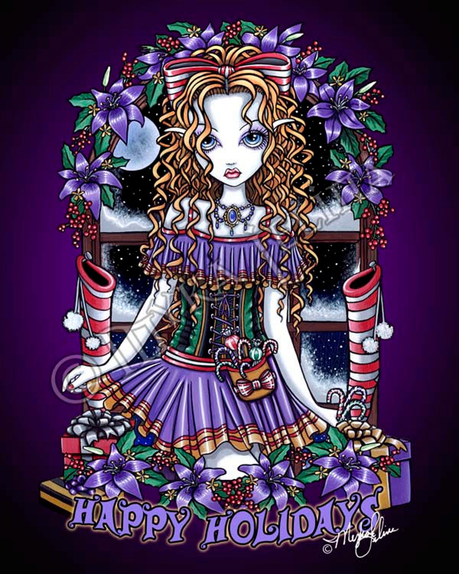 Digital Download Coloring Page "holly" Line Art Myka Jelina Art ...