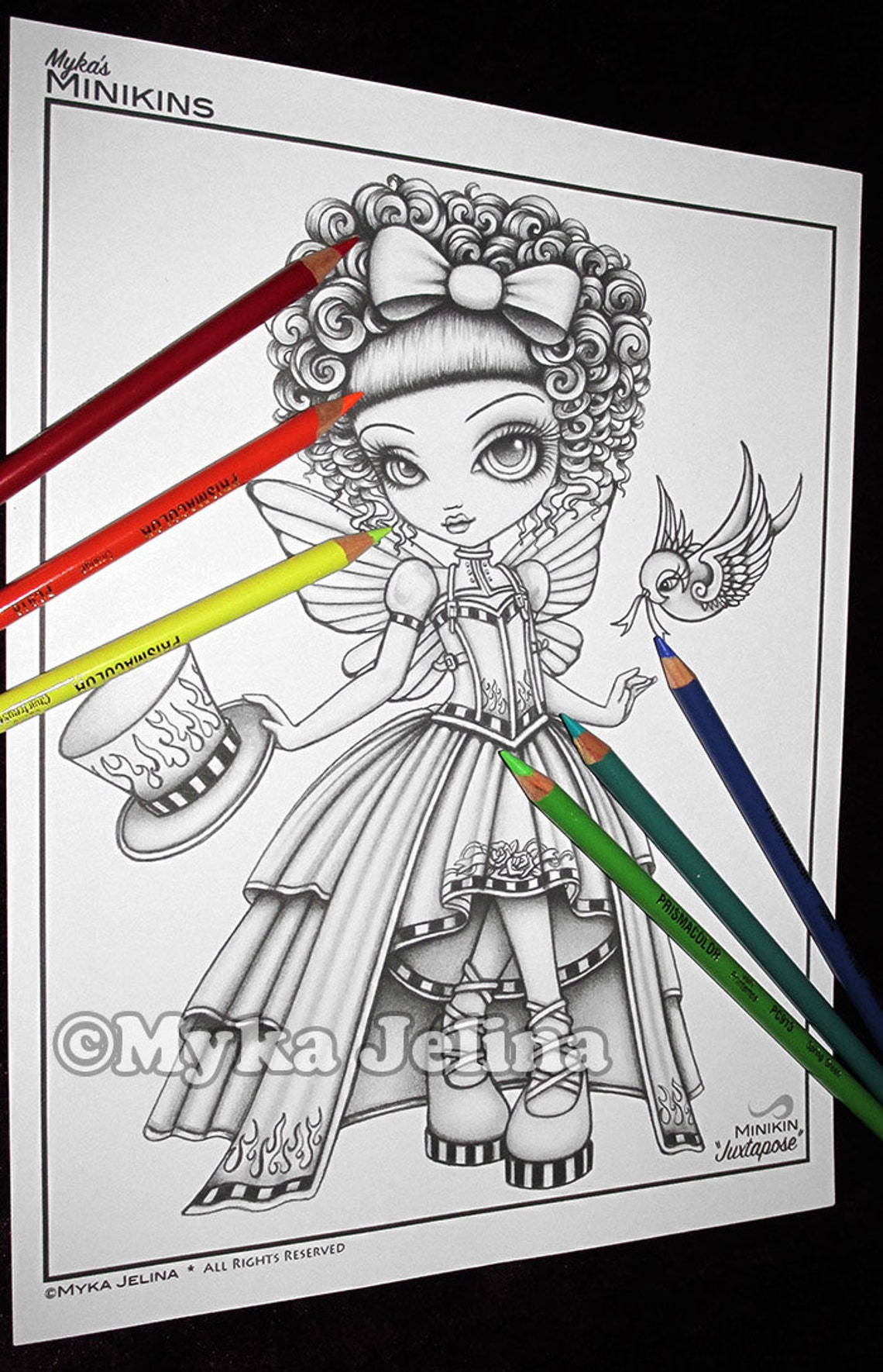 Minikin Juxtapose Grayscale Instant Download Coloring Page - Etsy