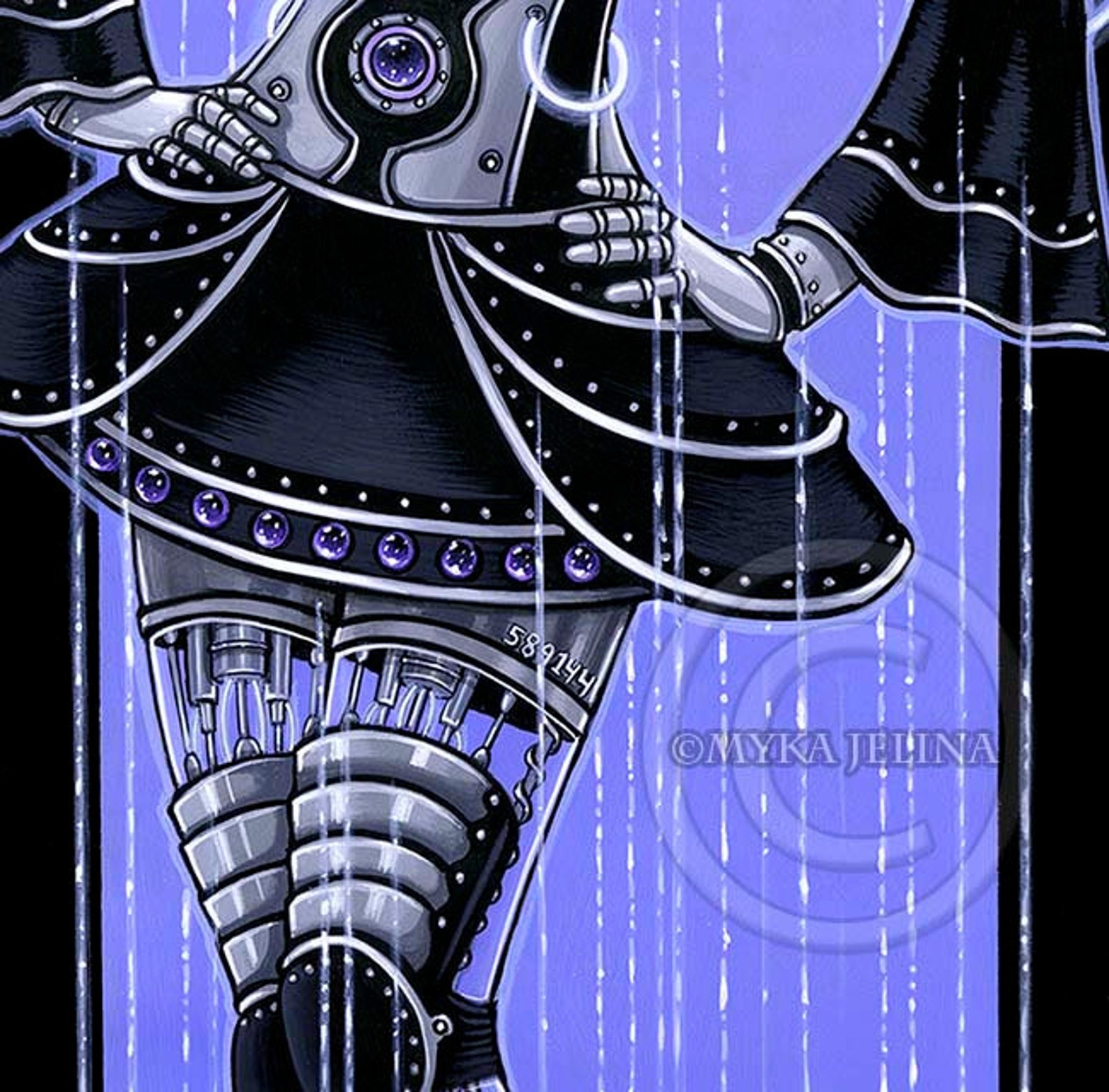 Cybergoth Fae Android Cyborg Purple Glitch Signed Fine Art Print - Etsy