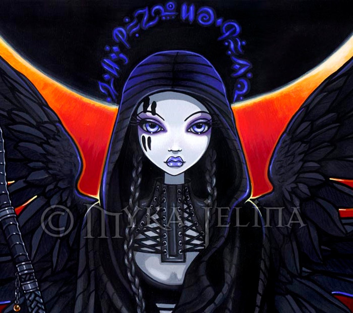 Gothic Guardian Angel Celestial Eclipse Wolf Rayvnwolf 8x10 Etsy