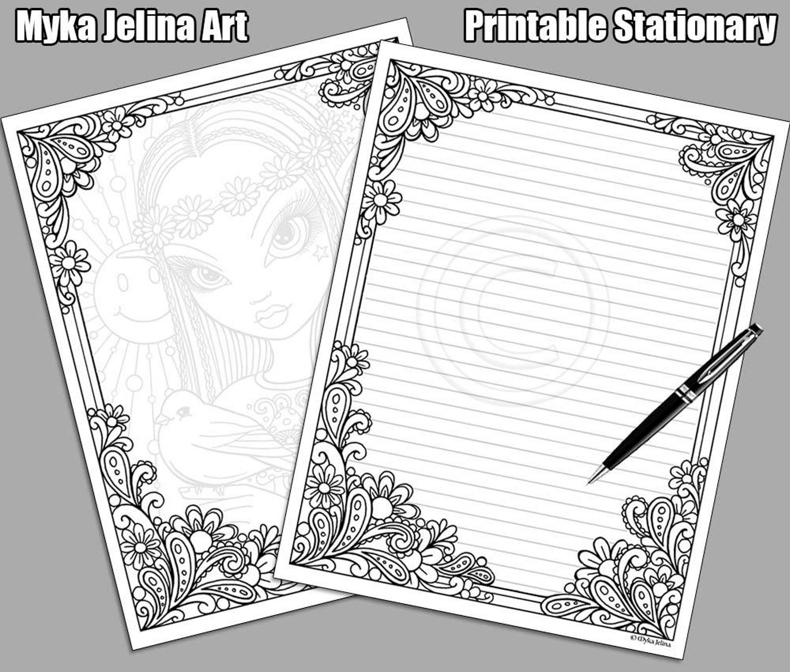 Printable Stationary Digital Download Coloring Letter | Etsy