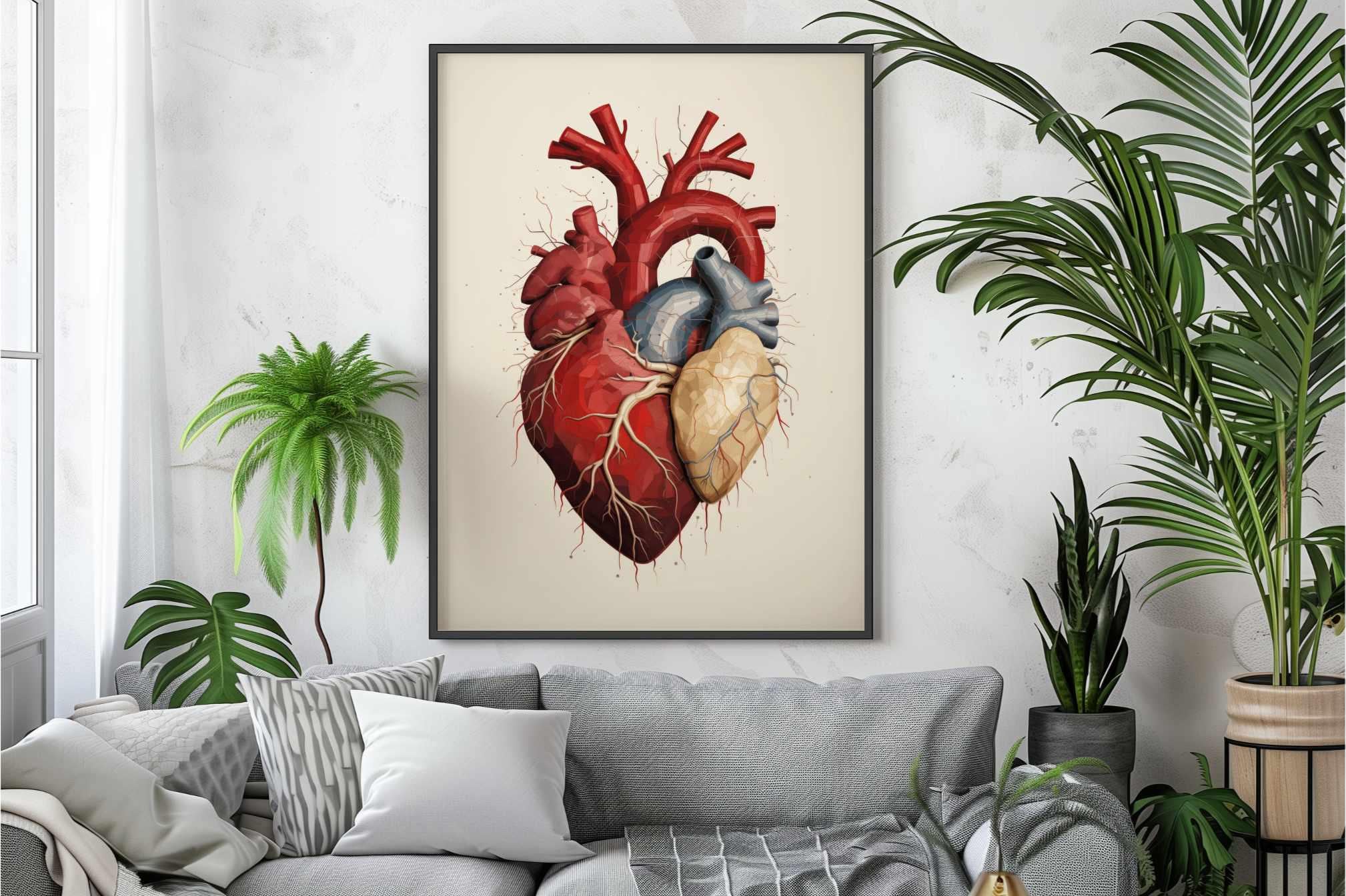 Abstract Human Heart Print: Low-poly Anatomical Art (digital Download ...