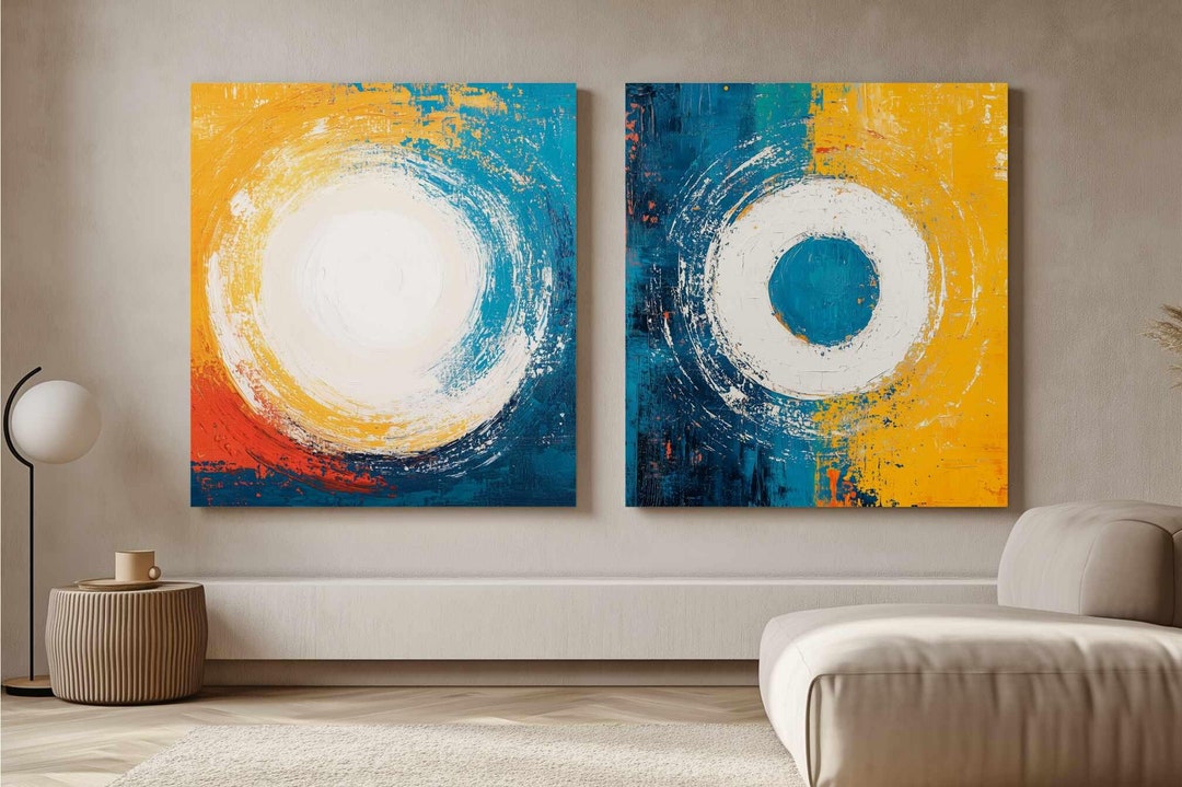 Sunburst Abstract Art Set: Modern Circular Paintings (digital Download ...