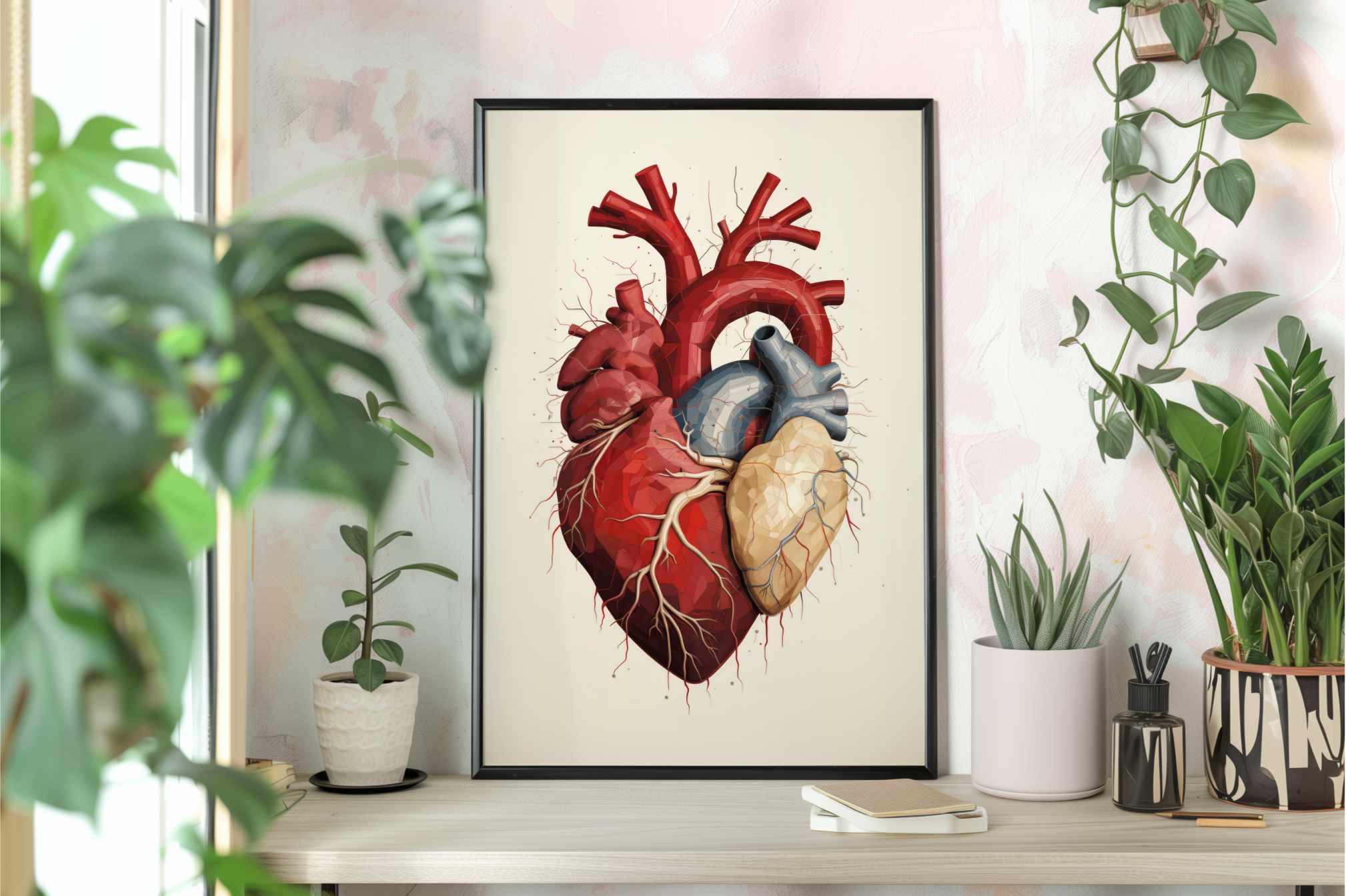 Abstract Human Heart Print: Low-poly Anatomical Art (digital Download ...
