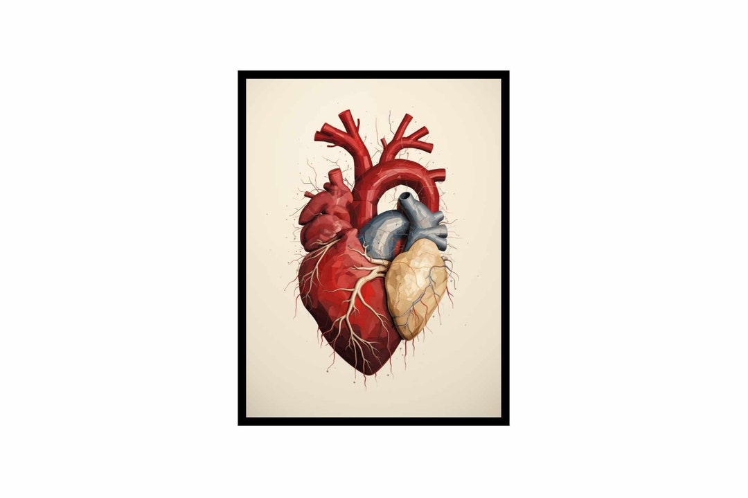 Abstract Human Heart Print: Low-poly Anatomical Art (digital Download ...