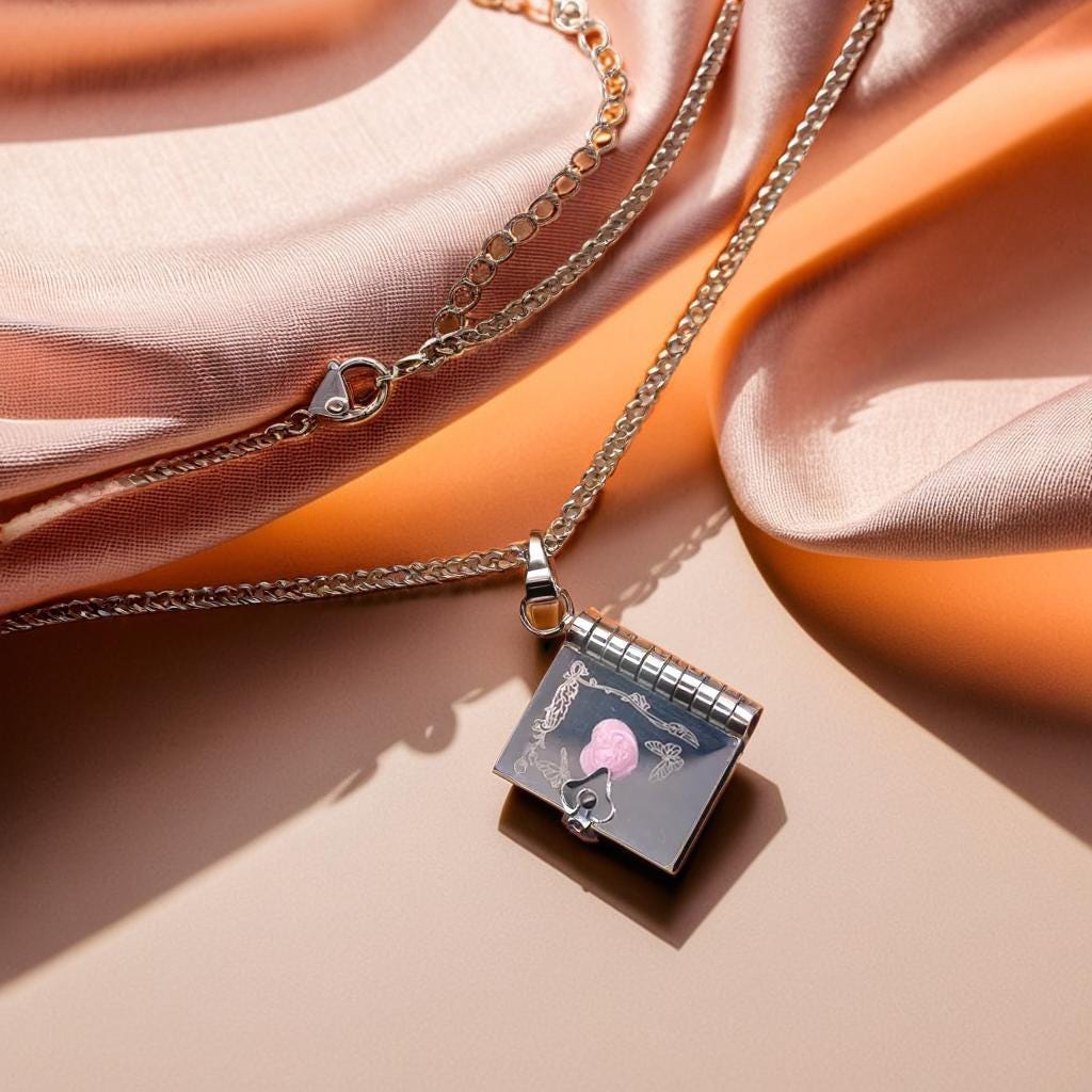 Unique Book Locket Pendant Necklace, Vintage Inspired Pendant With Curb ...