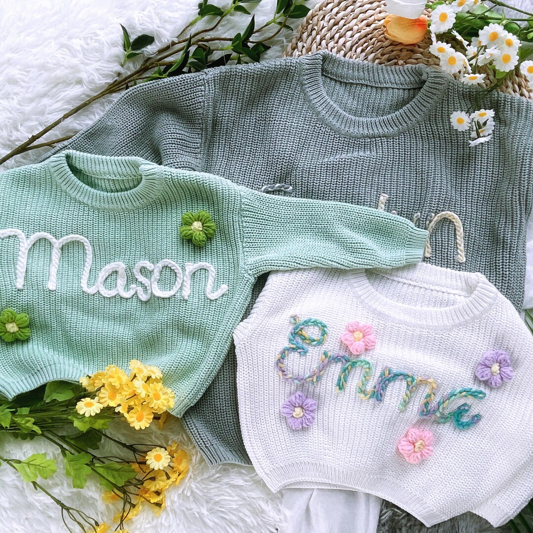 Baby Sweater With Name, Baby Sweater, Personalized Baby Clothes, Name ...
