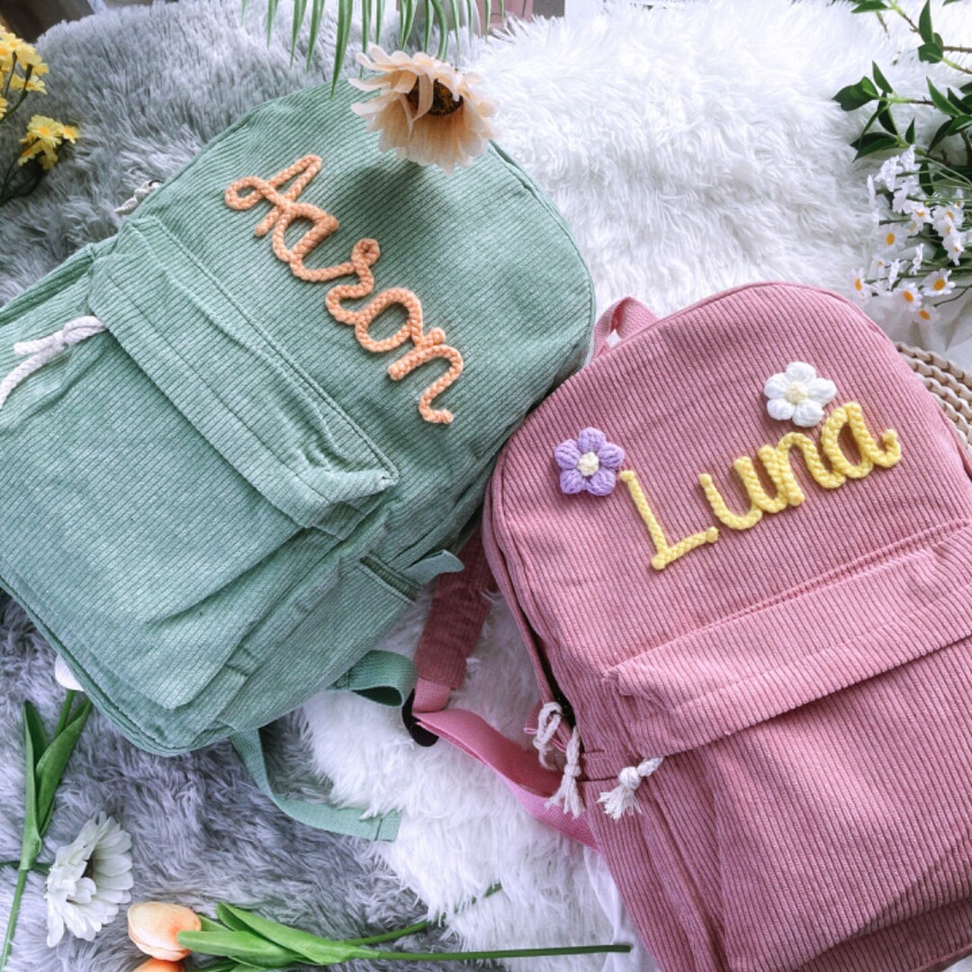 Personalized Corduroy Kids Backpack: Embroidered Toddler School Bag - Etsy