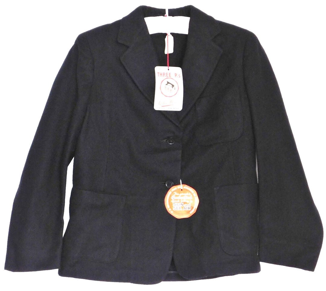 Vintage Girls Blazer BLACK School Uniform UNUSED Chest 32 Three Rs ...