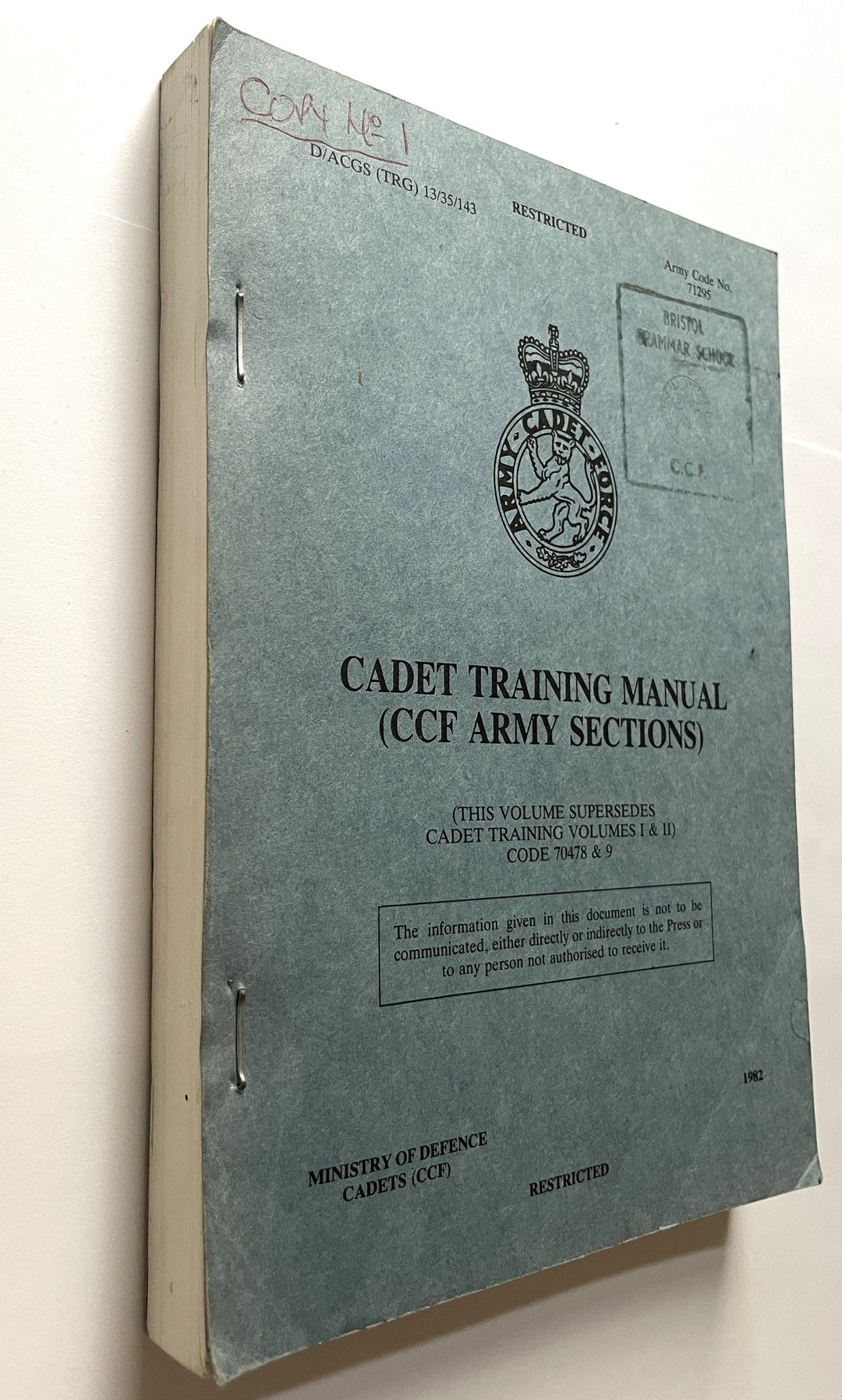Cadet Training Manual Vintage 1980s Army Cadet Force Book Illustrated British Army CCF Mod Free ...