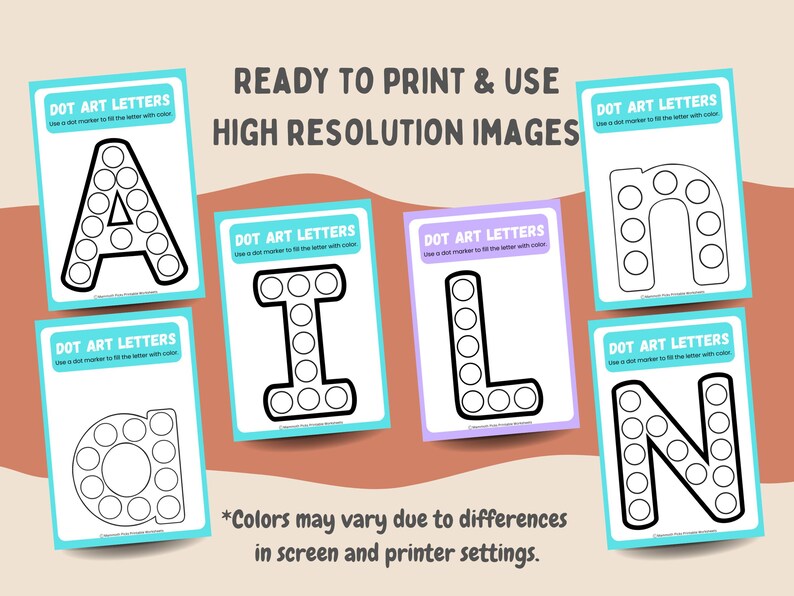 Dot Marker Letters Dot Art Busybook Dot Coloring Pages Montessori ...