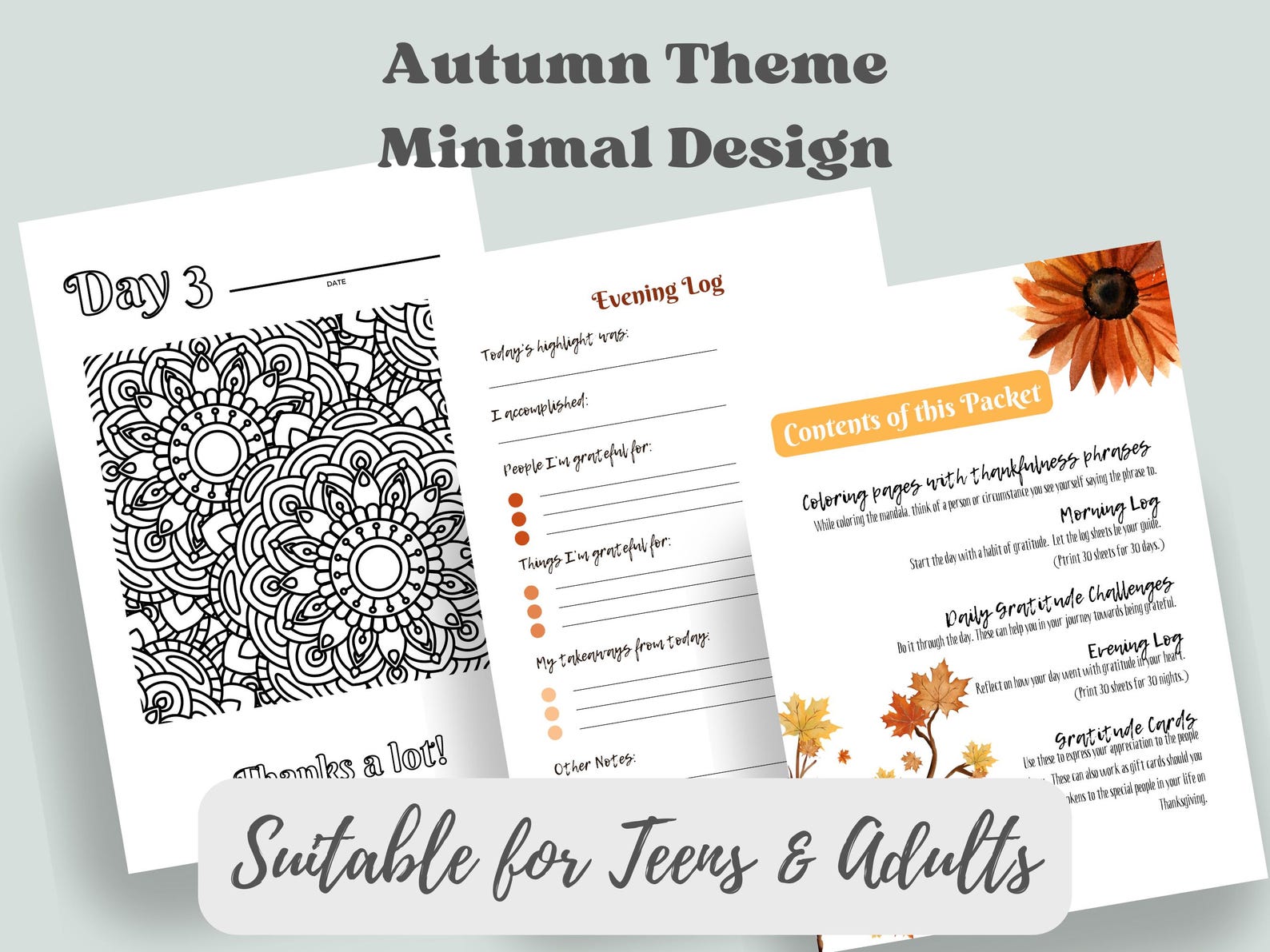 Printable Thanksgiving Gratitude Journal Gratitude Cards for Adults and ...