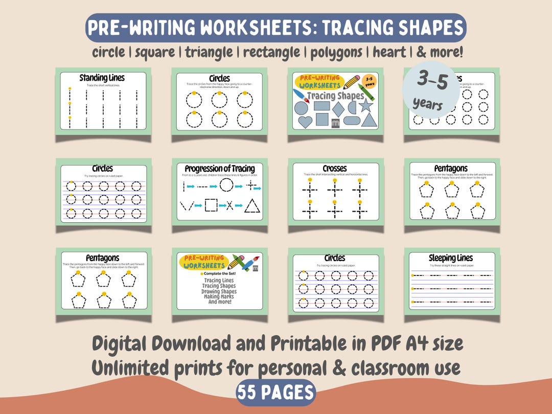 Preschool Tracing Shapes Trace Shape Pre-writing Basic Shapes Preschool ...