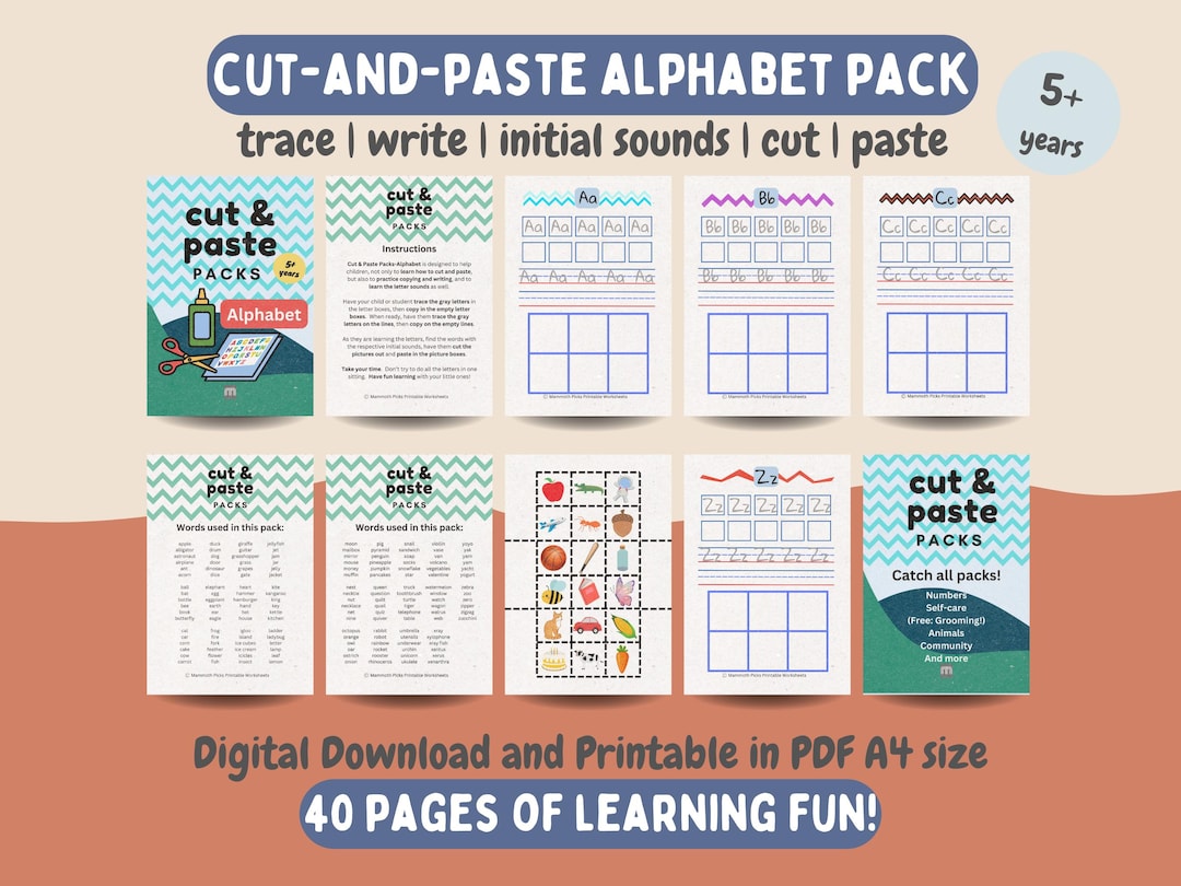 Cut-and-paste Activity Letters Cutting and Pasting Teaching Preschool ...