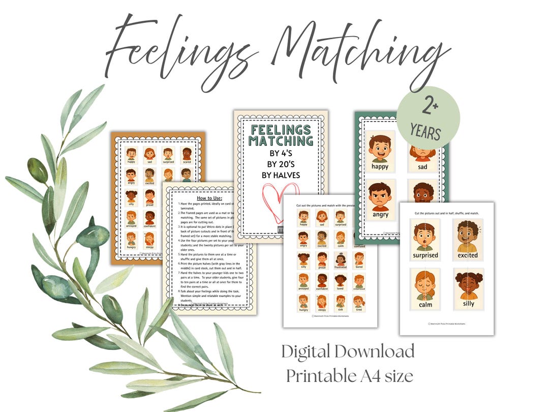 Emotions Matching Game | Toddler & Preschool SEL Activity (PDF) - Etsy
