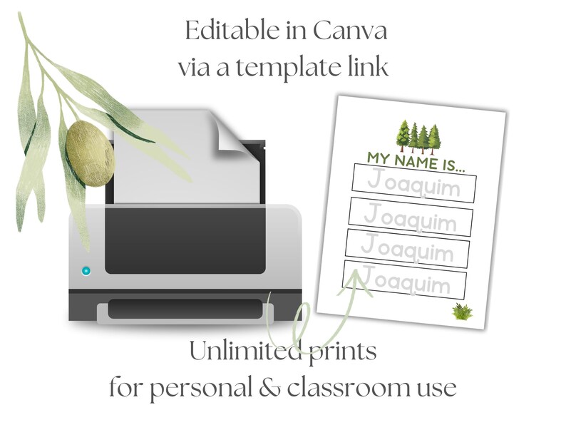 Personalized Name Tracing Worksheet: Canva Template (PDF) - Etsy