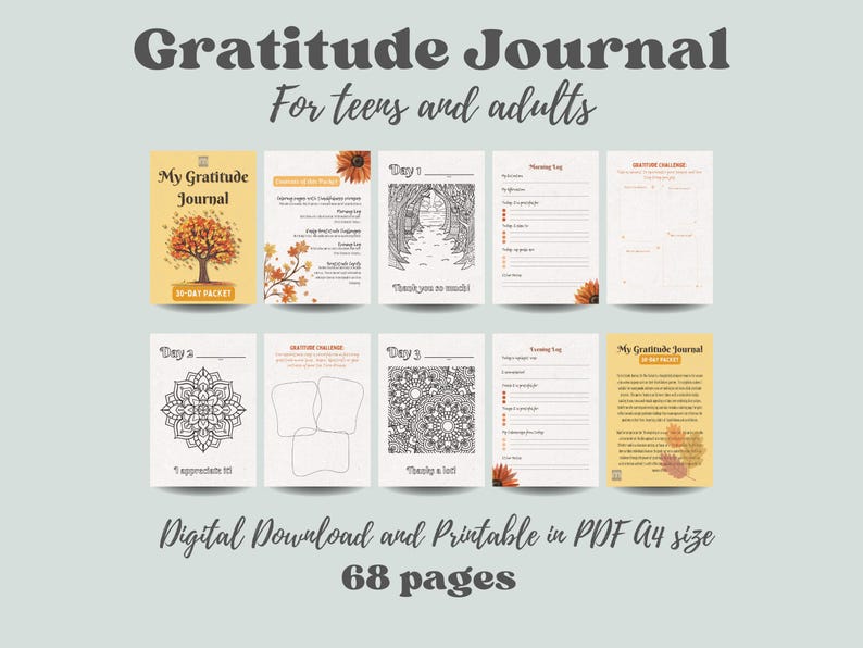 Printable Thanksgiving Gratitude Journal Gratitude Cards for Adults and ...