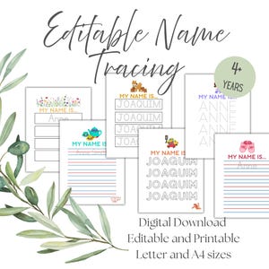 Personalized Name Tracing Worksheet: Canva Template (PDF) - Etsy