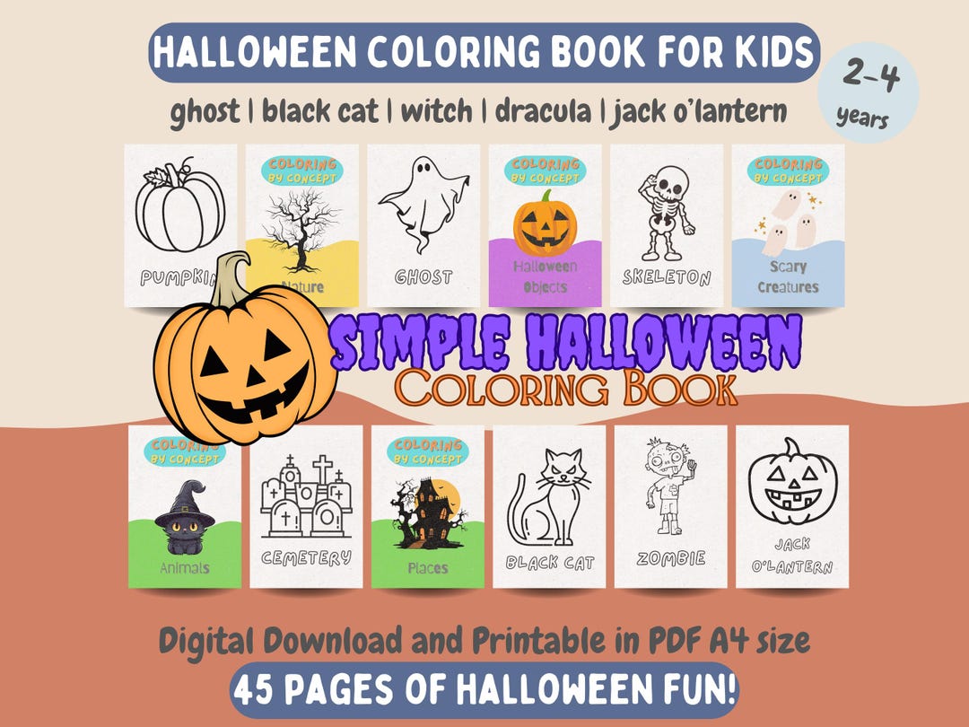 Halloween Colorful Coloring Book Toddlers Preschool Homeschool ...