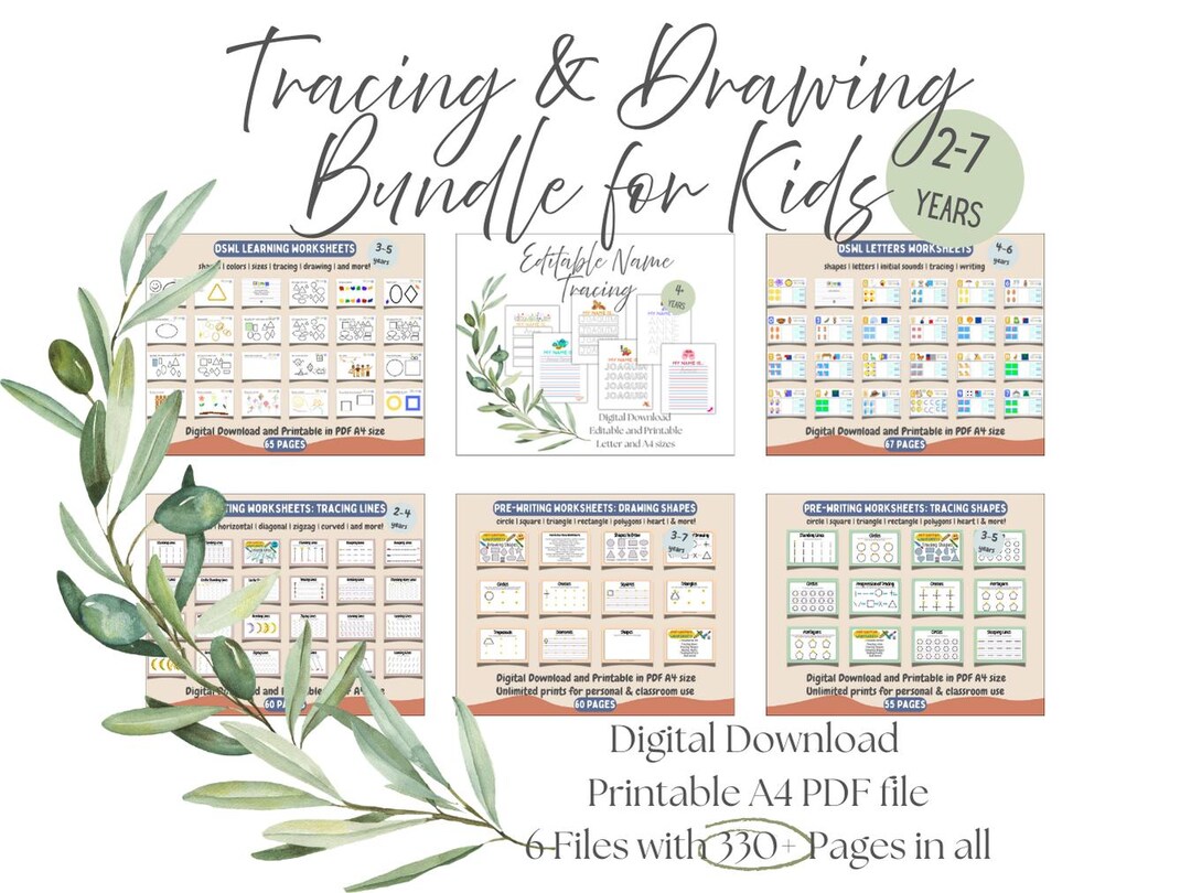 Pre-writing Worksheets Bundle | Tracing Lines, Shapes, Letters (digital ...