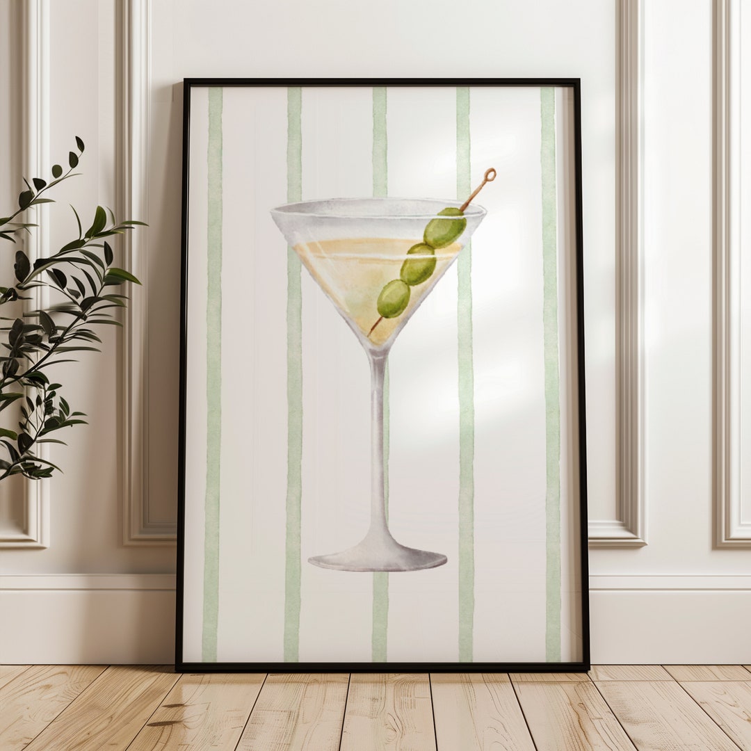 Martini Print, Bar Cart Art Print, Digital Download, Cocktail Art Print ...