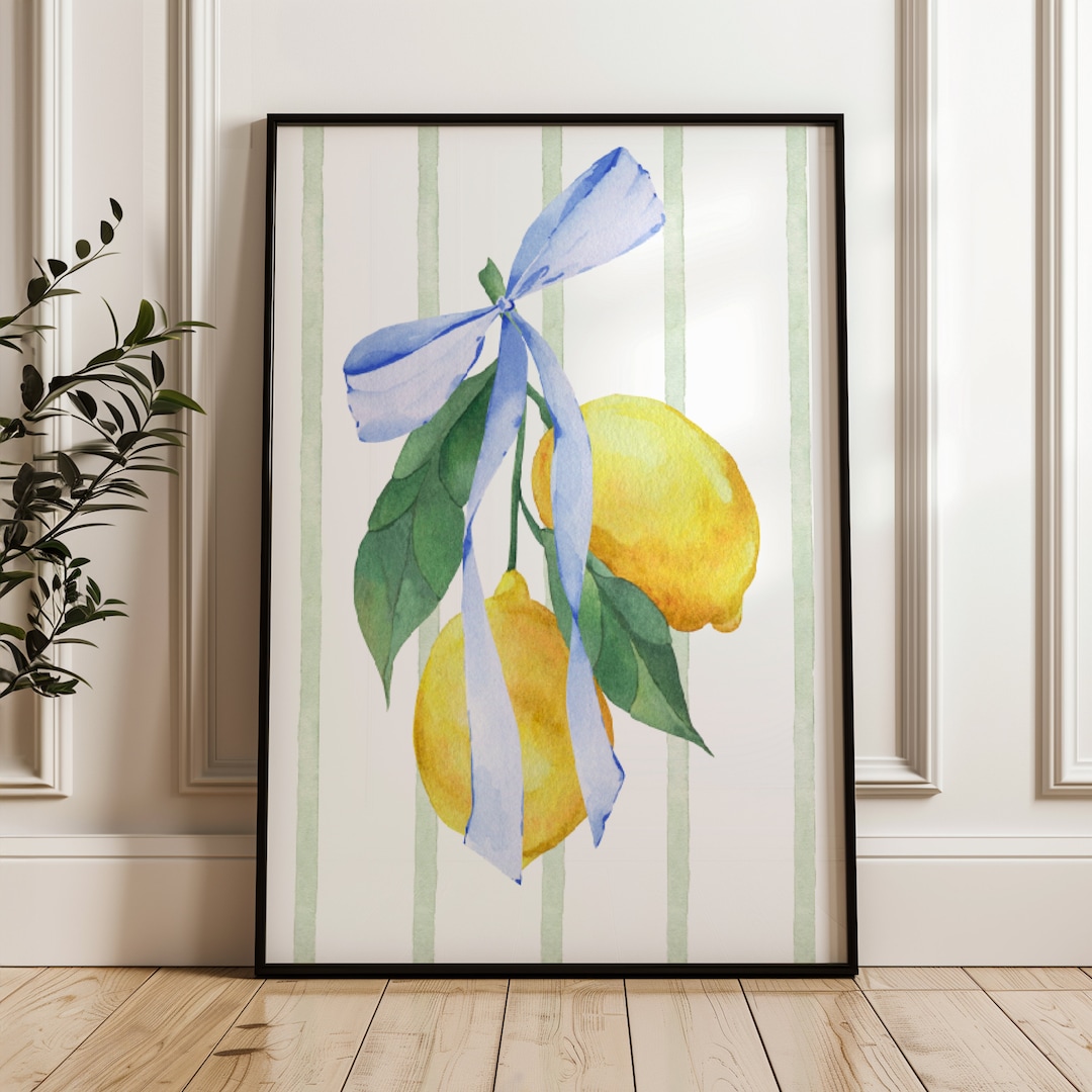 Lemon Print, Wall Art Poster, Watercolor Lemon Art, Vintage Lemon Art ...