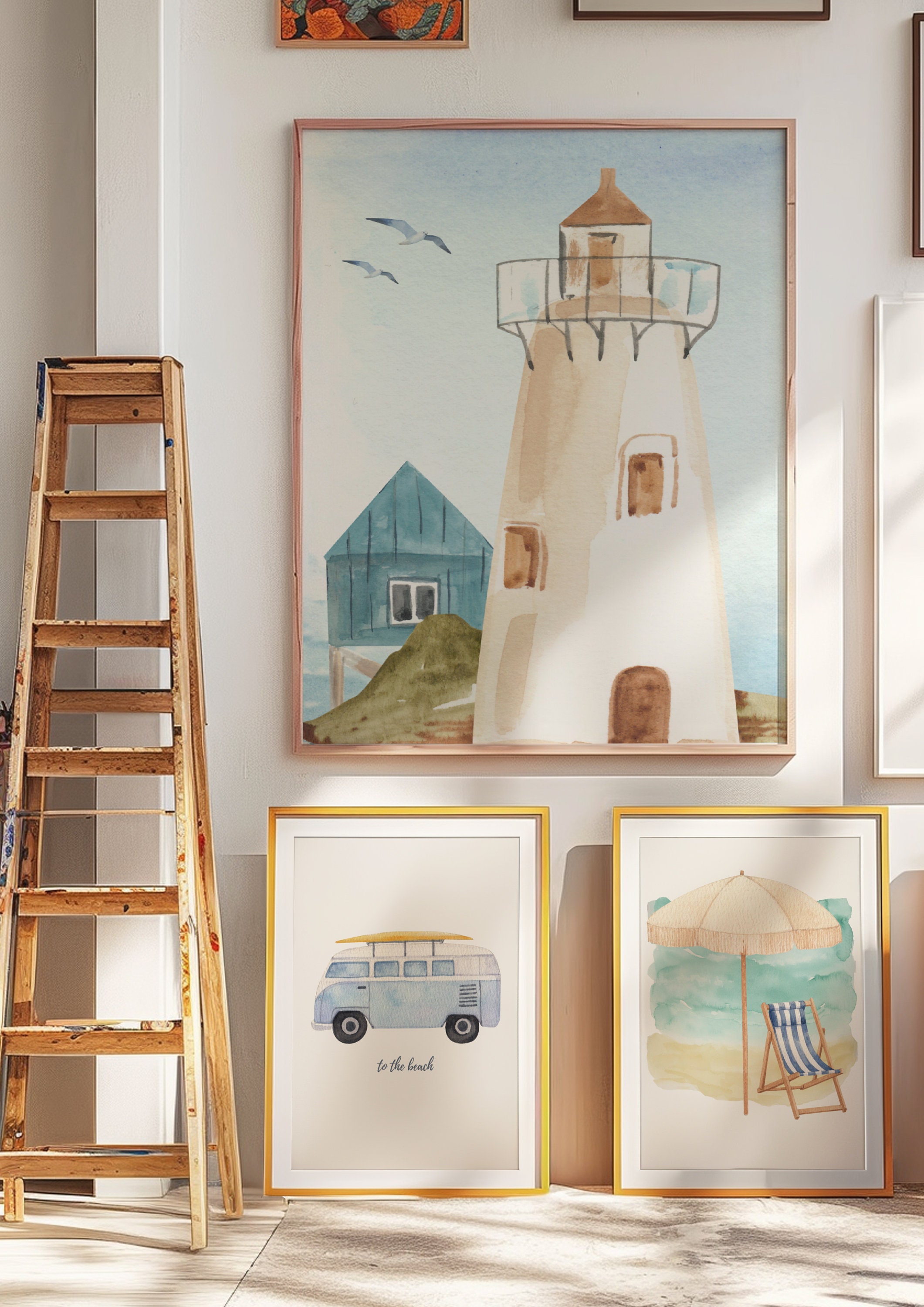 Set of 3 Coastal Wall Art, Beach Wall Print, Digital Art, Digital Print ...