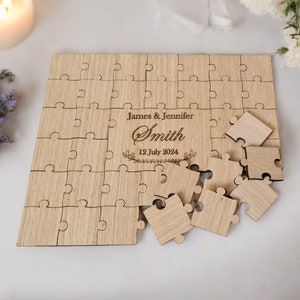Personalised Oak Wedding Guest Book, Sign and Pen Puzzle Guest Book ...