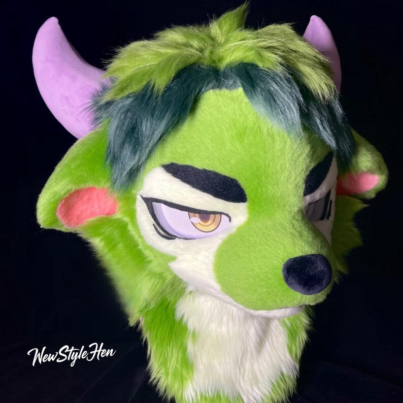 Green Grassland Cattle Fursuit Head, Custom Fursuit Head, Kenomo Theme ...