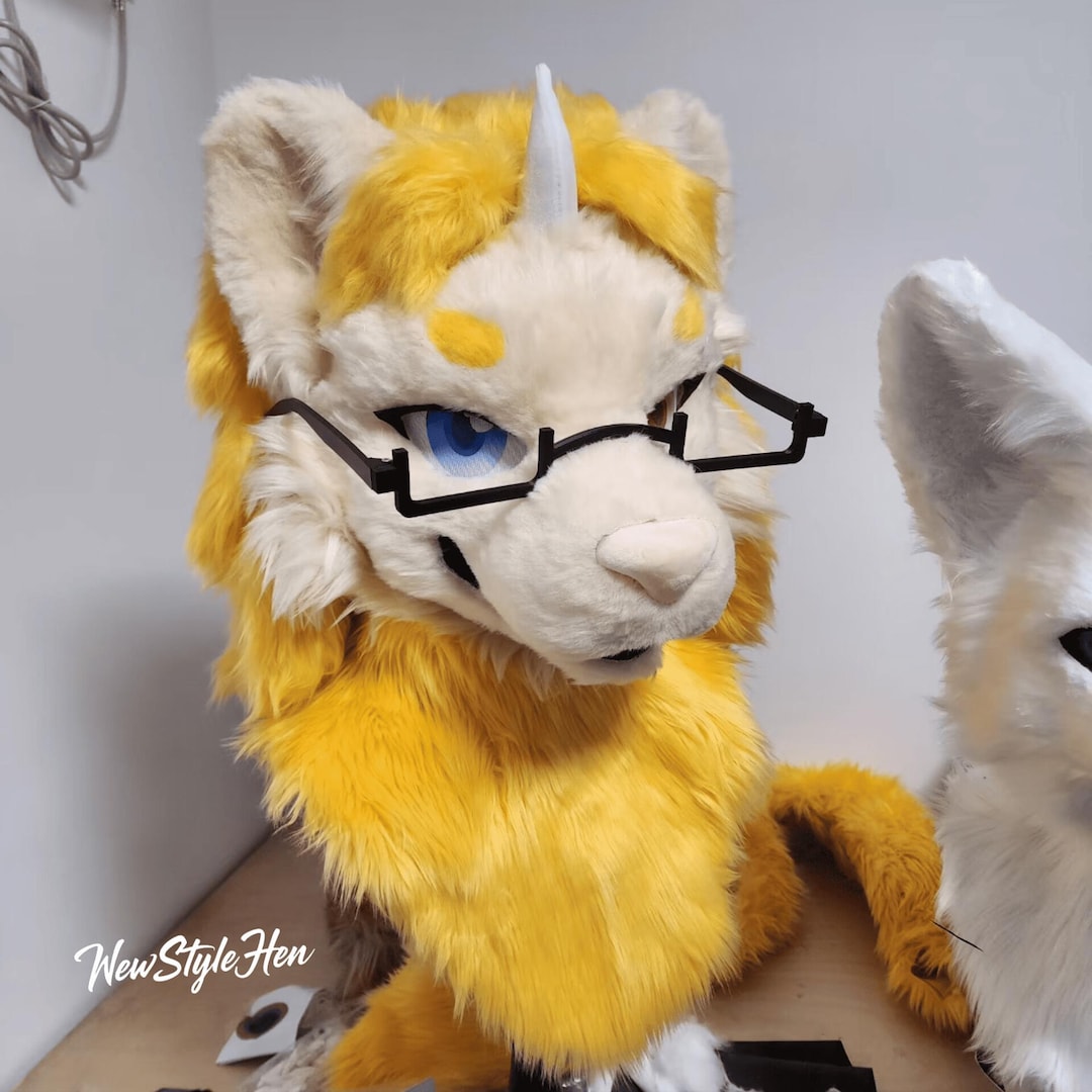 Yellow Unicorn Teacher Fursuit Head, Custom Real Beast Fursuit Head ...