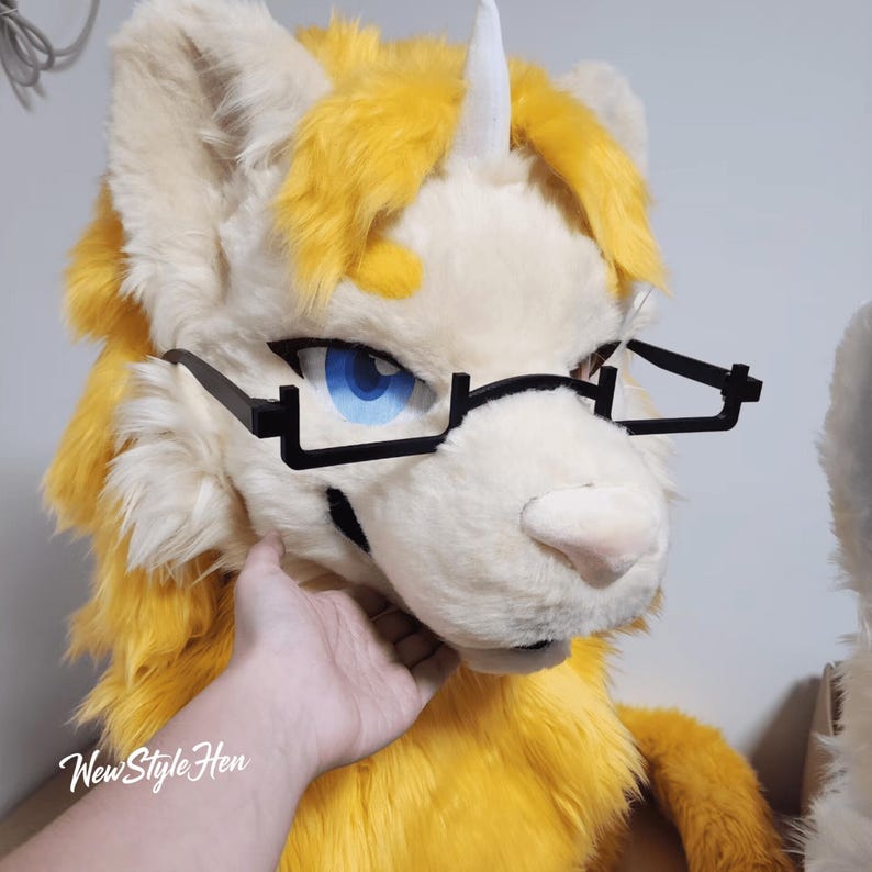 Yellow Unicorn Teacher Fursuit Head, Custom Real Beast Fursuit Head ...