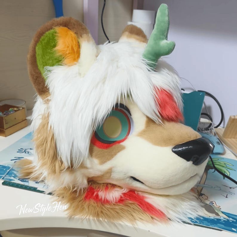 Cute Christmas Deer Fursuit Head, Custom Real Beast Fursuit Head ...
